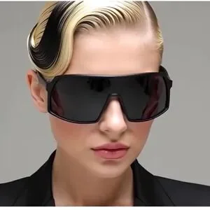 Accessories | Oversized Shield Sunglasses Black Frame Dark Grey Lenses ...